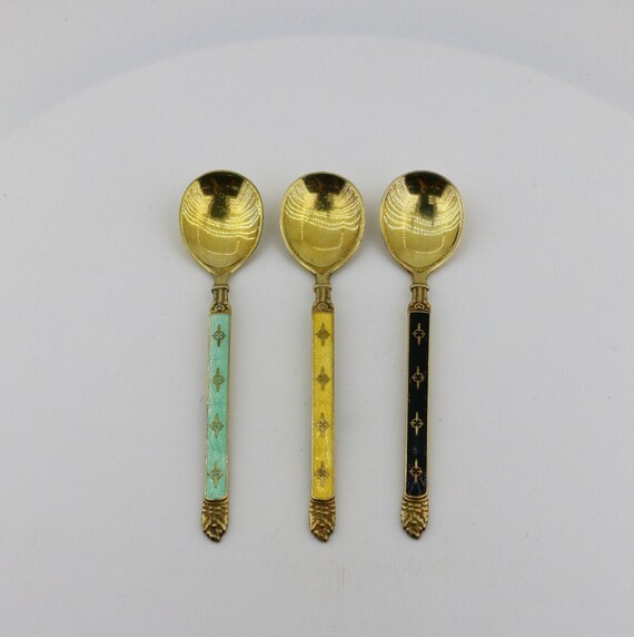 Vintage Hestenes Norway Gold Plate Multi Color Enameled - Etsy