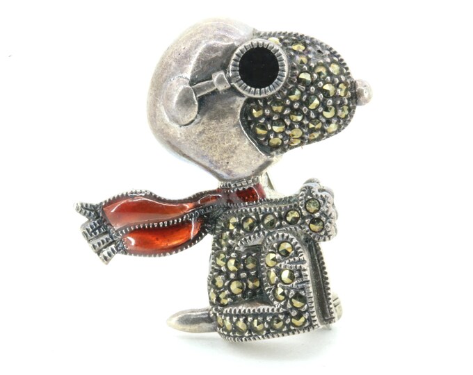 Vintage Judith Jack Peanuts Collection Snoopy Shiny Enamel Marcasite ...