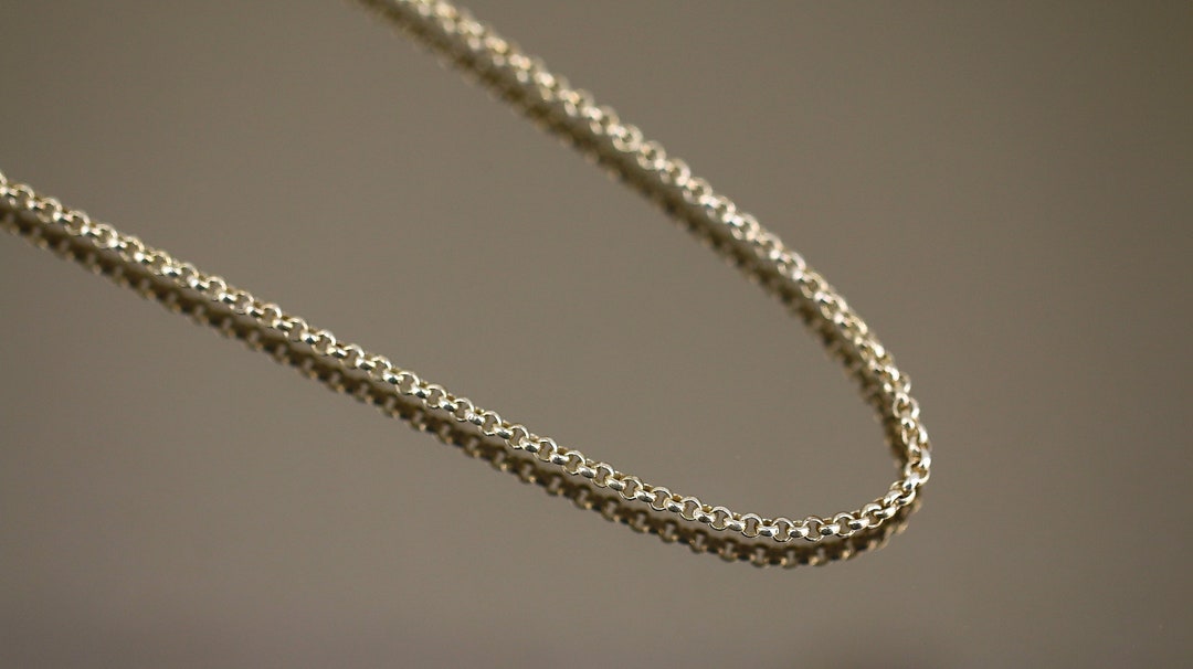 Vintage 20 Inch Italy Simple Plain Rolo Chain Design Necklace 925 ...