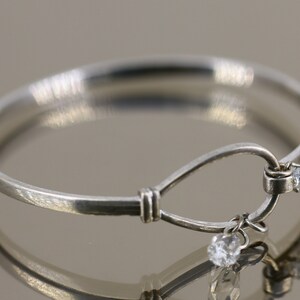 Vintage Beautiful Open Loop Crystal Design Bangle Bracelet 925 Sterling ...