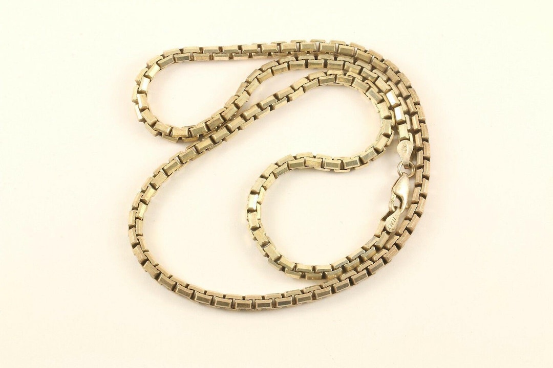Vintage 20 Inch Men Box Chain Design Necklace 925 Sterling Nc 1044 - Etsy