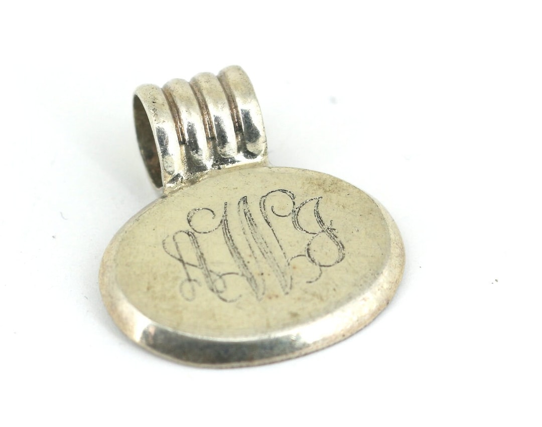 Vintage Mexican Oval Tag With Name Monogram BMU Design Pendant 925 ...