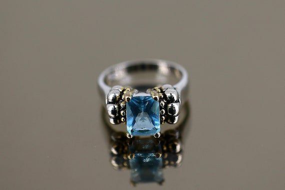 Vintage Size 7.25 Rectangle Shape Shiny Blue Crystal … - Gem