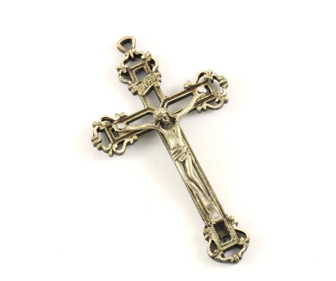 Vintage Religious Cross Jesus Christ Design Pendant 925 Sterling PD ...