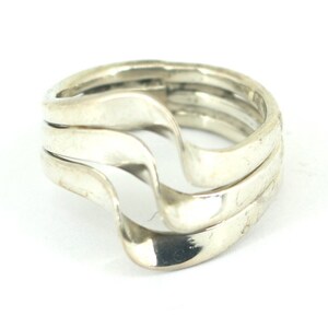Vintage Size 7 Modern Trinity Three Row Band Design Ring 925 Sterling ...