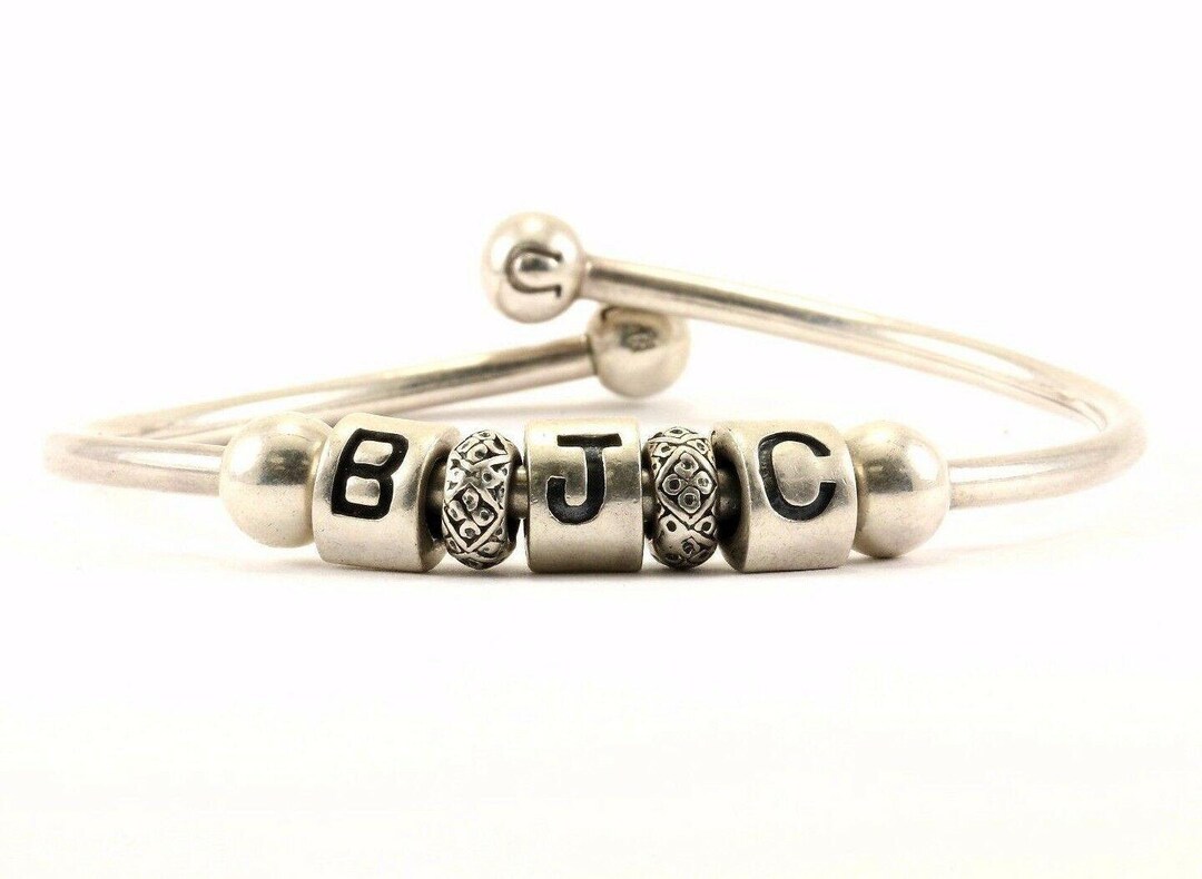 Vintage Bead Beaded Bjc Letter Design Cuff Bracelet Sterling Silver 925 ...