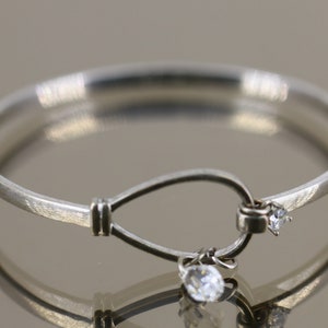 Vintage Beautiful Open Loop Crystal Design Bangle Bracelet 925 Sterling ...