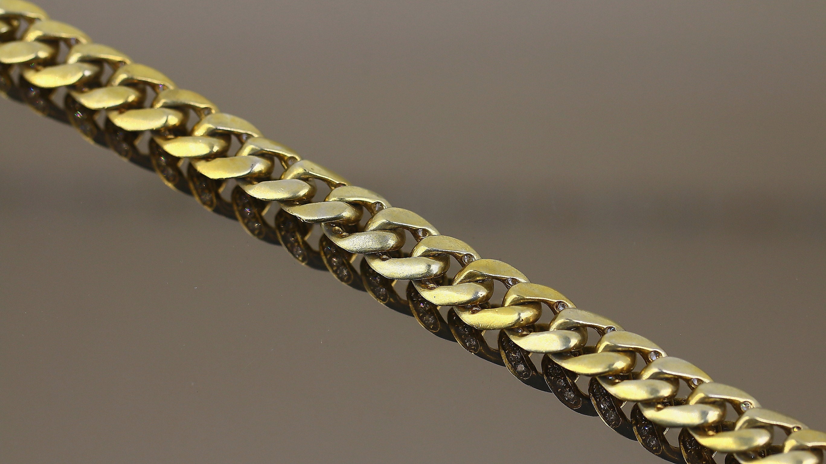 Vintage White Crystals CZ Thick Yellow Gold Plated Chain Vintage White Crystals CZ Thick Yellow Gold Plated Chain