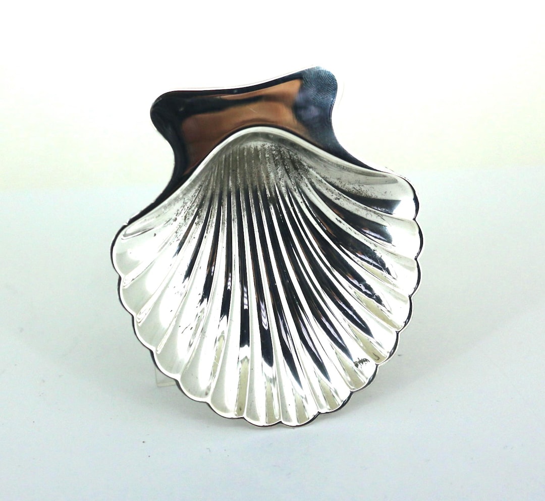 Authentic Tiffany & Co Makers Shiny Scallop Shell Dish Sterling 925 ...