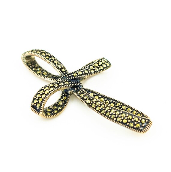 Two Infinity Symbols Cross Design with Tiny Marcasite… - Gem