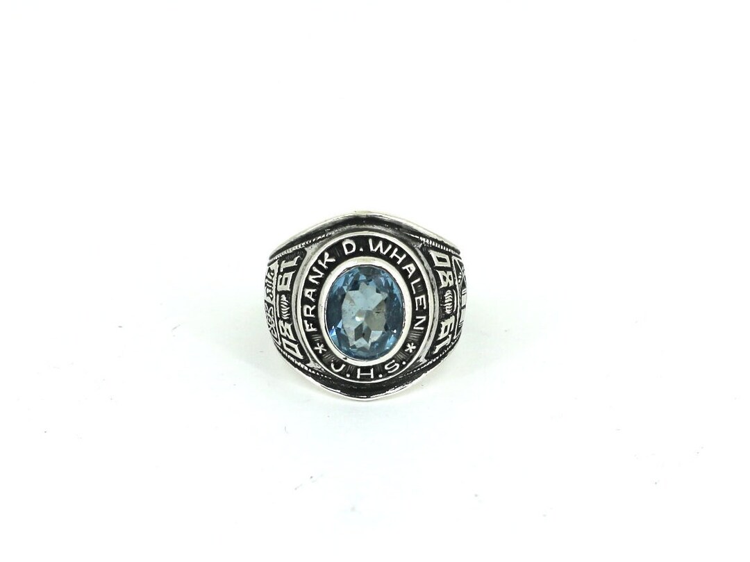 Vintage Reed & CO 1980 JHS Memorial Frank Blue Crystal School Ring With ...