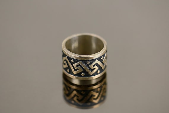 Vintage Round Zigzag Maze Ethnic Design Band Ring 925… - Gem