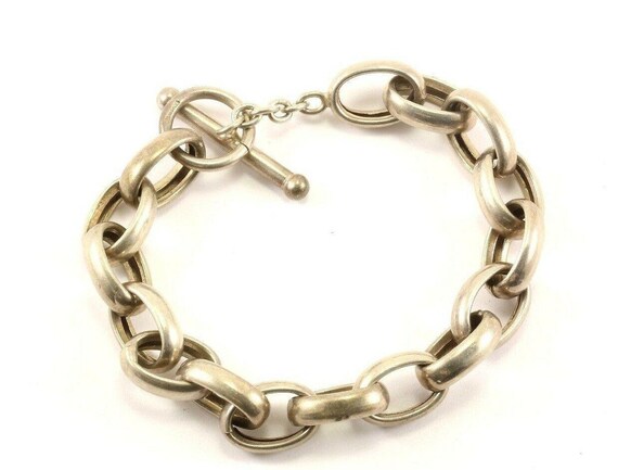 Vintage Oval Links Design Toggle Bracelet Sterling 925 Br | Etsy
