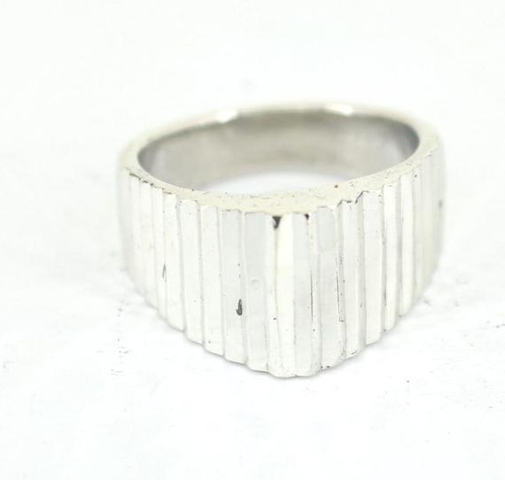 Vintage Mexico Pyramid Stripped Design Band Ring 925 … - Gem