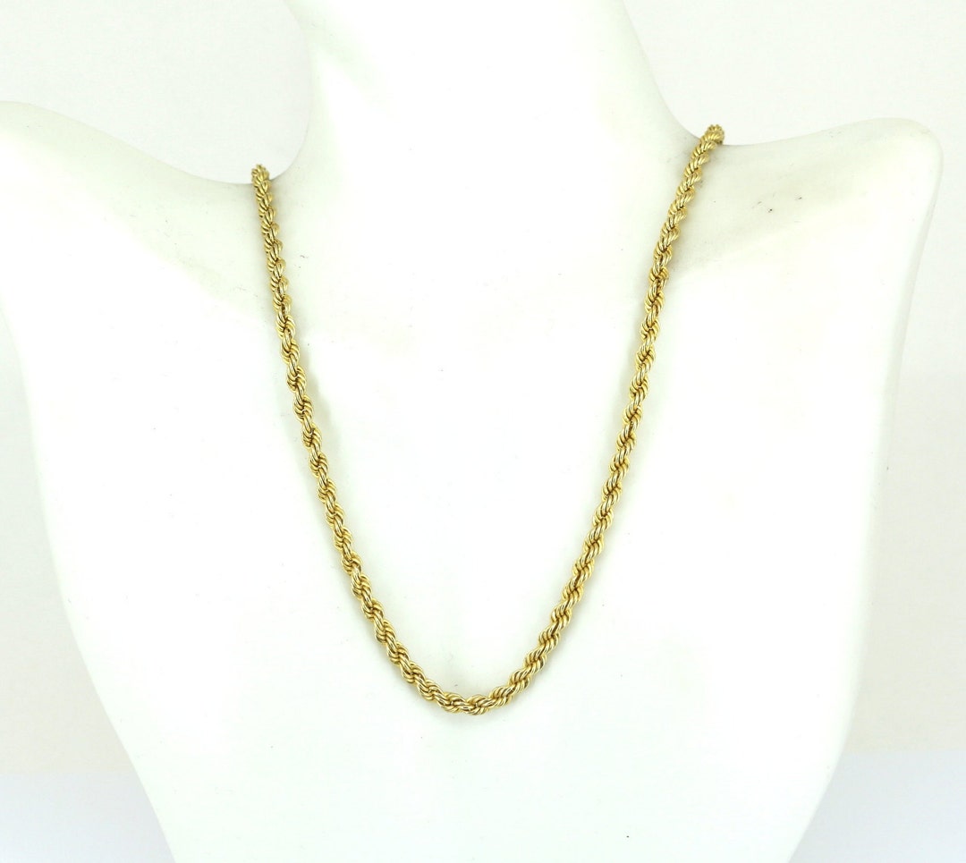 Vintage 18 Inch Thin Rope Heavy Plain Gold Plated Design Chain Necklace ...
