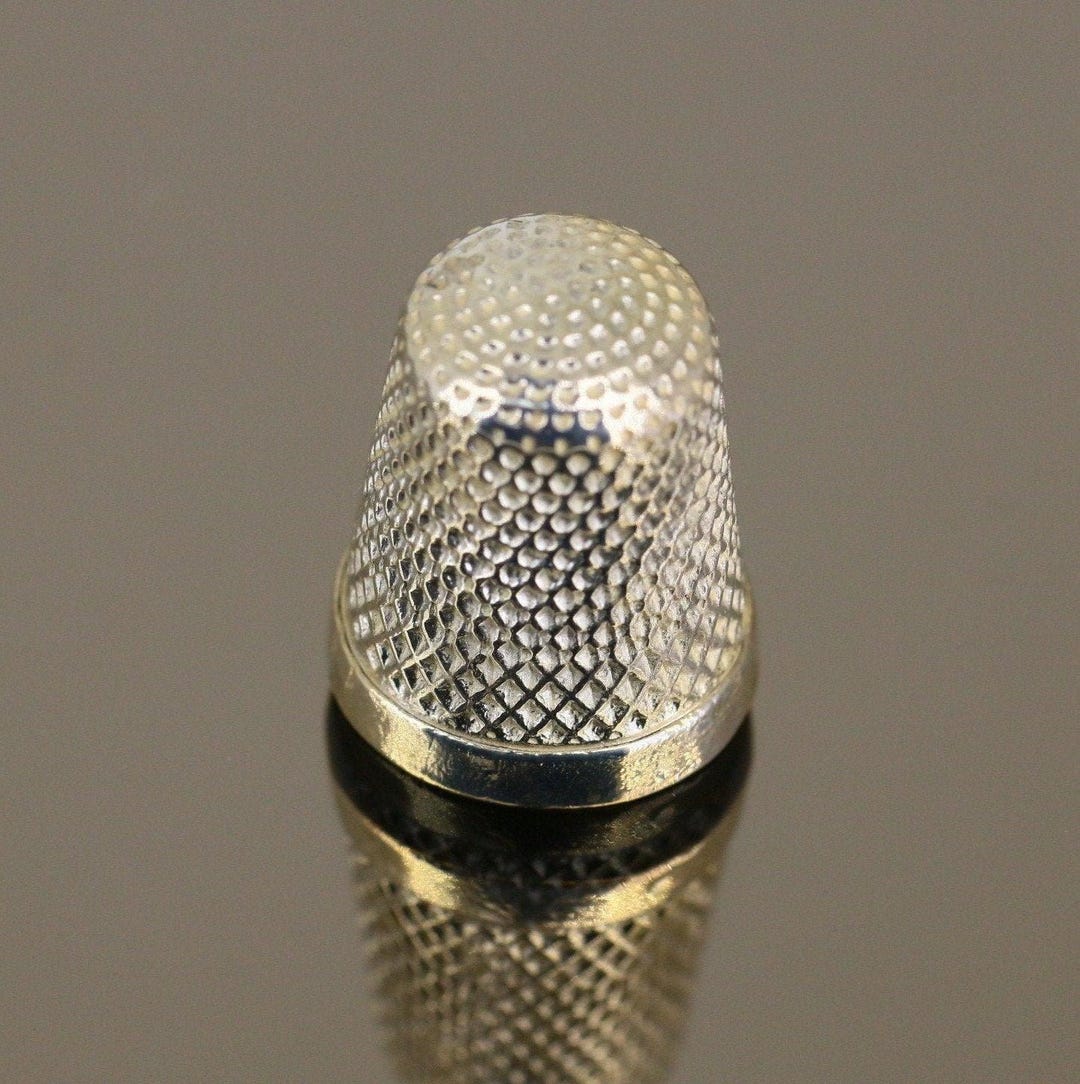 Vintage Shiny Finger Protection for Sewing Thimble Size 8 925 Sterling ...