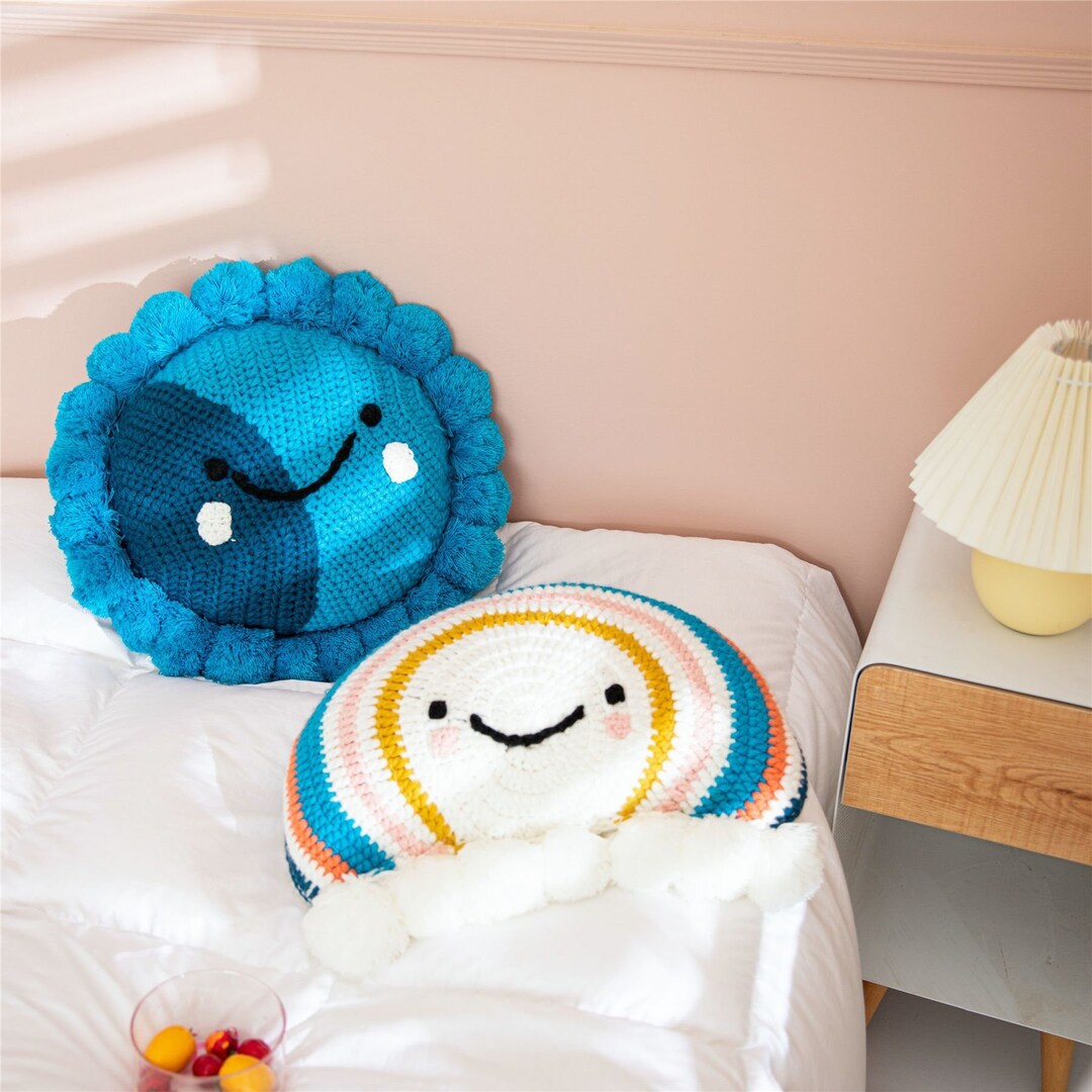 Hand-woven Smiling Face Pillowhandmade Knit Stuffed Sofa - Etsy