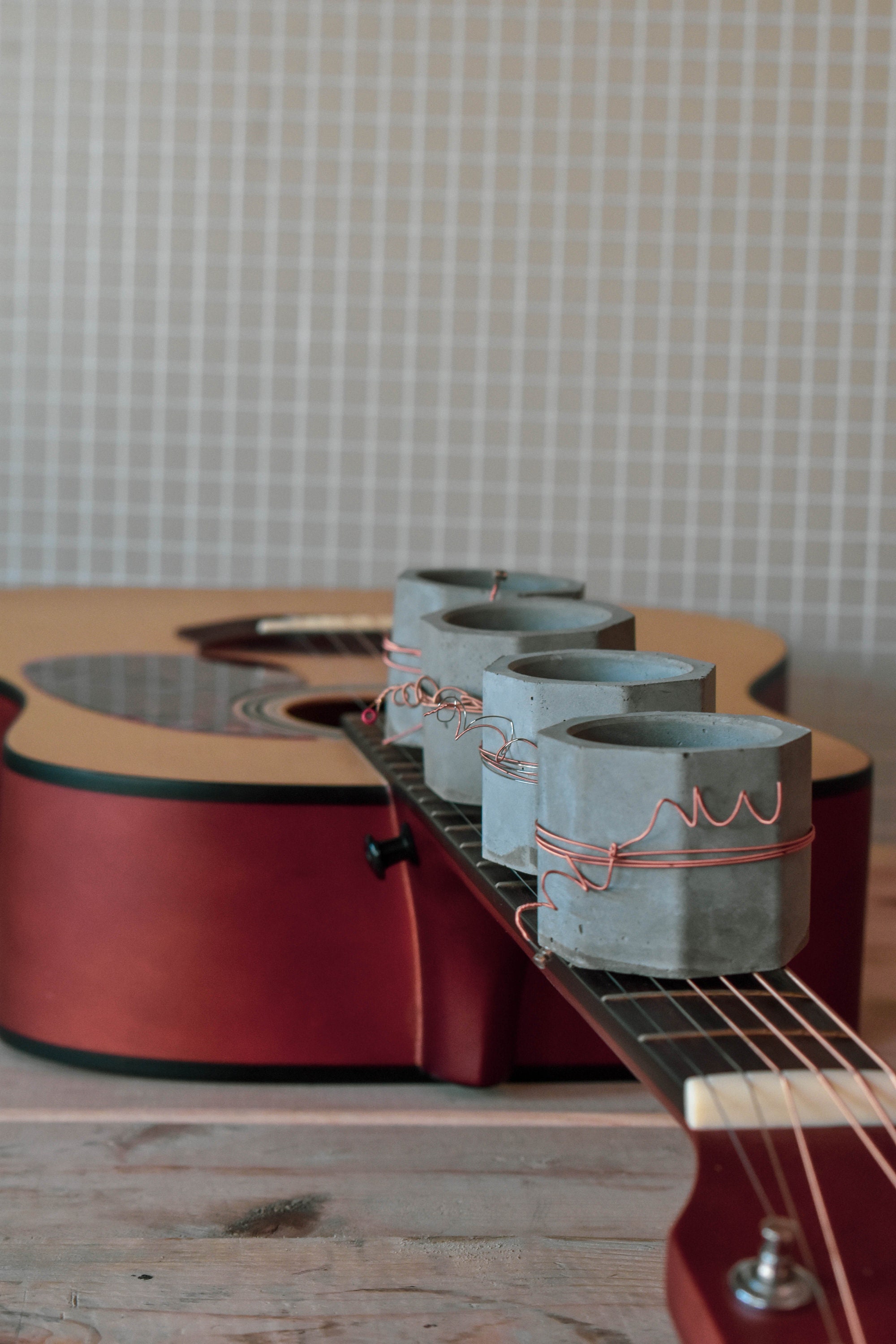 Set of Four Succulent Planters With Guitar String Details - Etsy