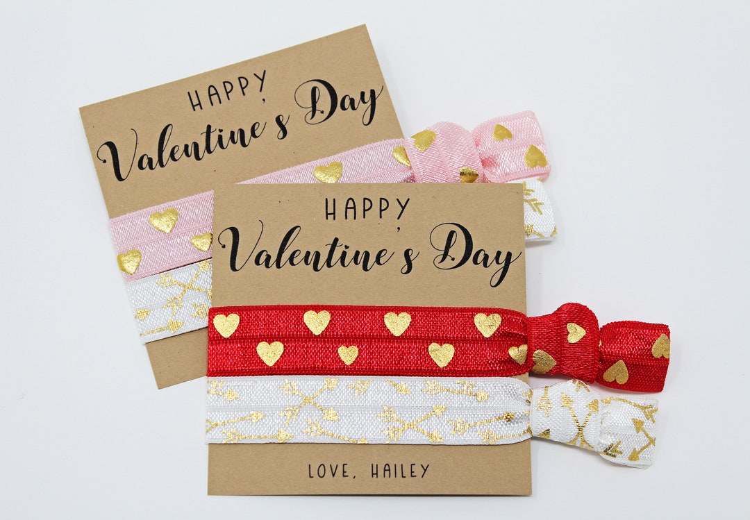 Happy Valentine's Day Hair Ties, Valentine Elastic Hair Ties, Elastic ...