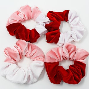 Valentine's Velvet Hair Scrunchie Set, Red, Light Pink, White, Scrunchy ...