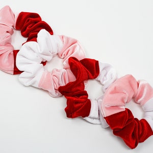 Valentine's Velvet Hair Scrunchie Set, Red, Light Pink, White, Scrunchy ...