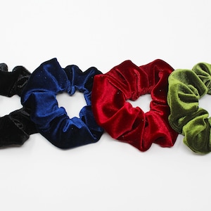 Enchanted Velvet Hair Scrunchie Set, Olive, Wine, Navy Blue, Black ...