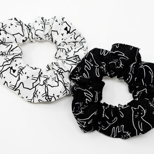 Cat Print Hair Scrunchies, Cotton, Cat Lover Scrunchy, Hair Tie, Gentle ...