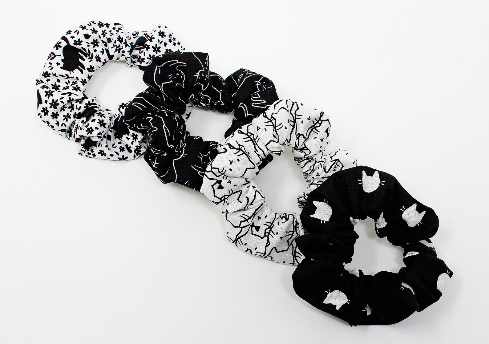 Cat Print Hair Scrunchies Cotton Cat Lover Scrunchy Hair | Etsy