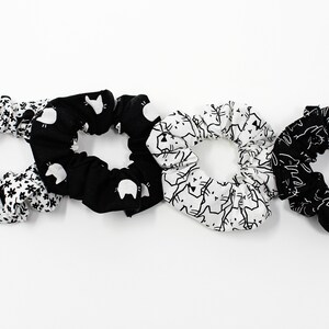 Cat Print Hair Scrunchies, Cotton, Cat Lover Scrunchy, Hair Tie, Gentle ...