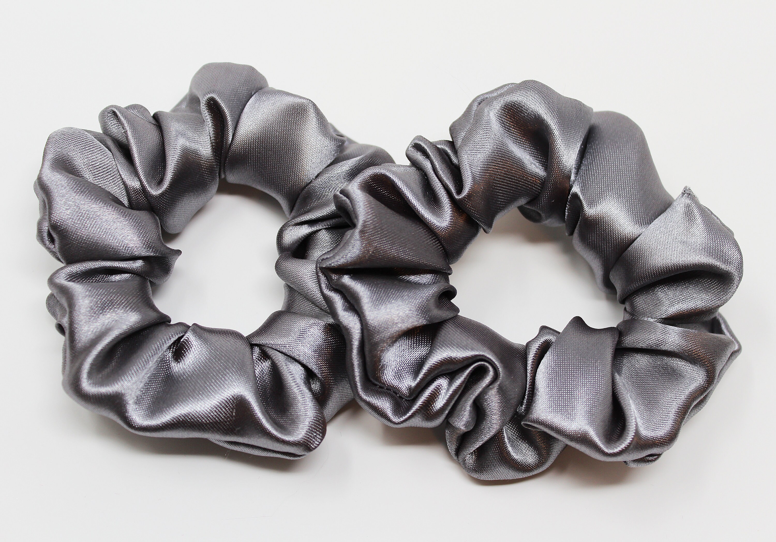 Grey Satin Hair Scrunchie Hair Tie Gentle Hair Elastic Hair - Etsy