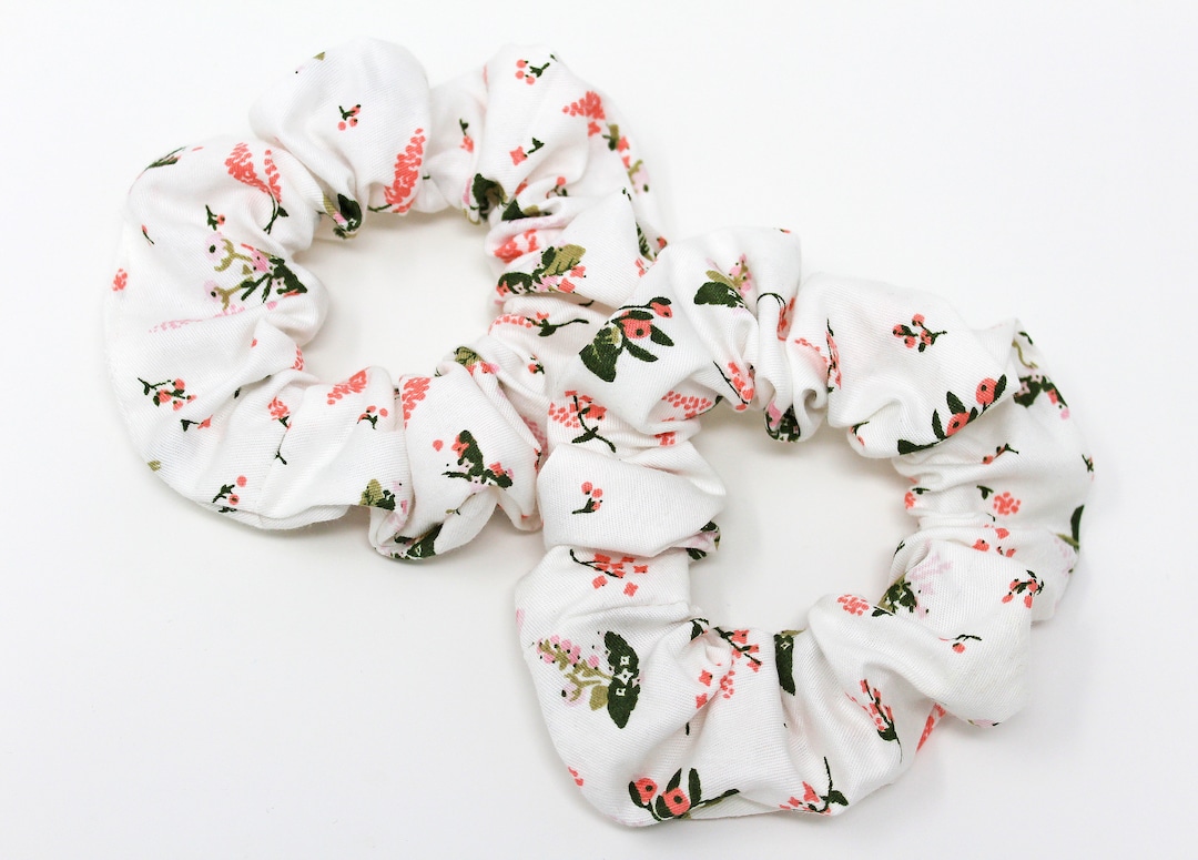 Delicate Floral Print Hair Scrunchie, Scrunchy, Top Knot, Hair Tie ...