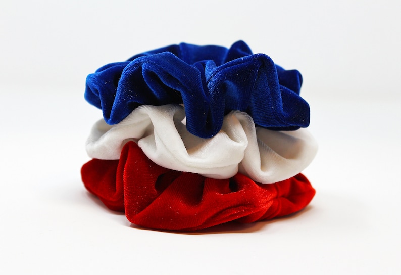 Red, White and Blue Velvet Hair Scrunchie Set, Hair Scrunchys, Scrunchy ...