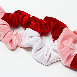 Valentine's Velvet Hair Scrunchie Set, Red, Light Pink, White, Scrunchy ...