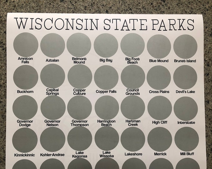 Wisconsin State Parks Scratch off Bucket List 11x17 or 16x20 Poster - Etsy