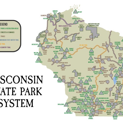 Wisconsin State Parks System Scratch off Bucket List 12x18 - Etsy