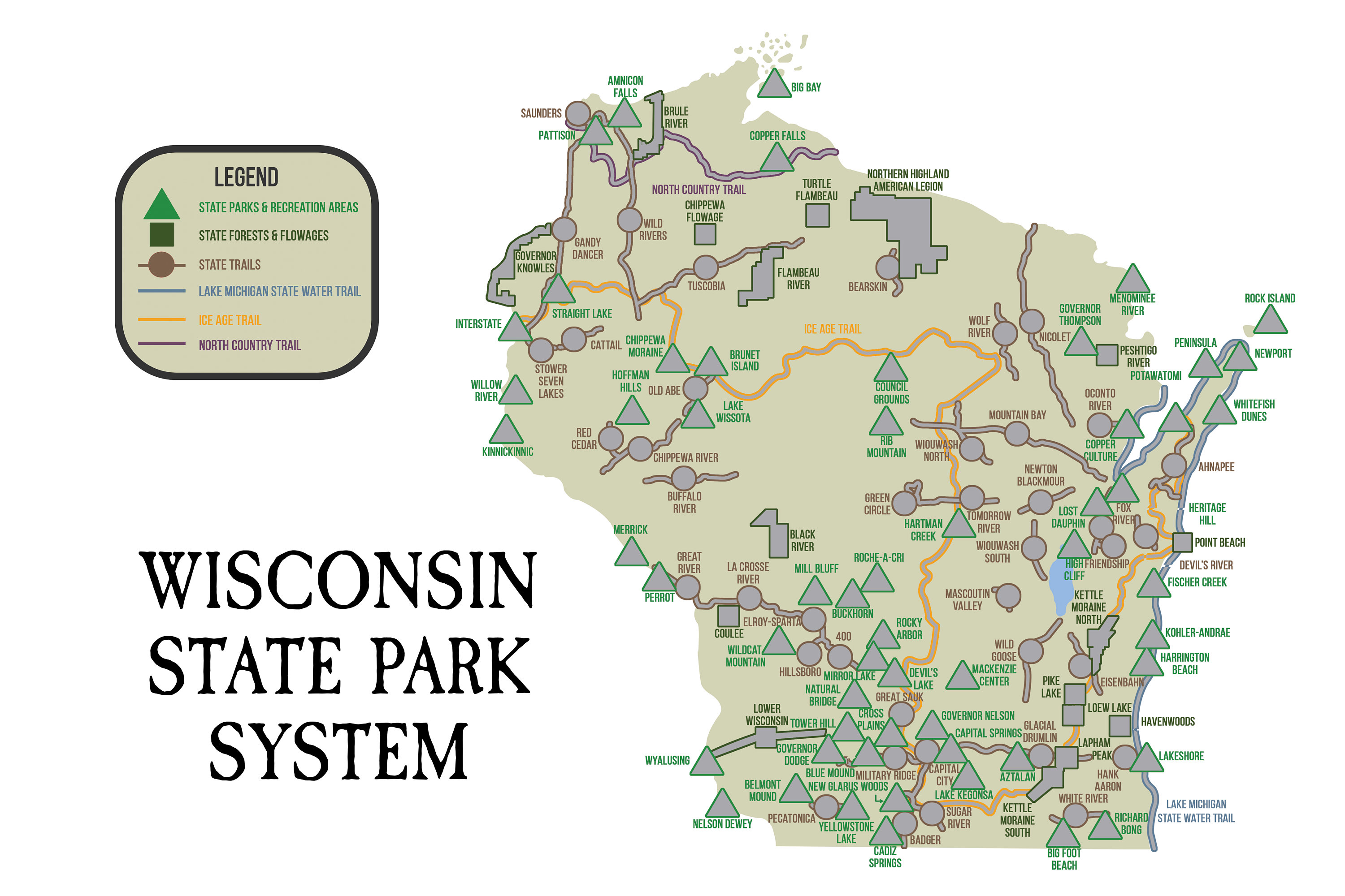 Wisconsin State Parks System Scratch off Bucket List 12x18 - Etsy