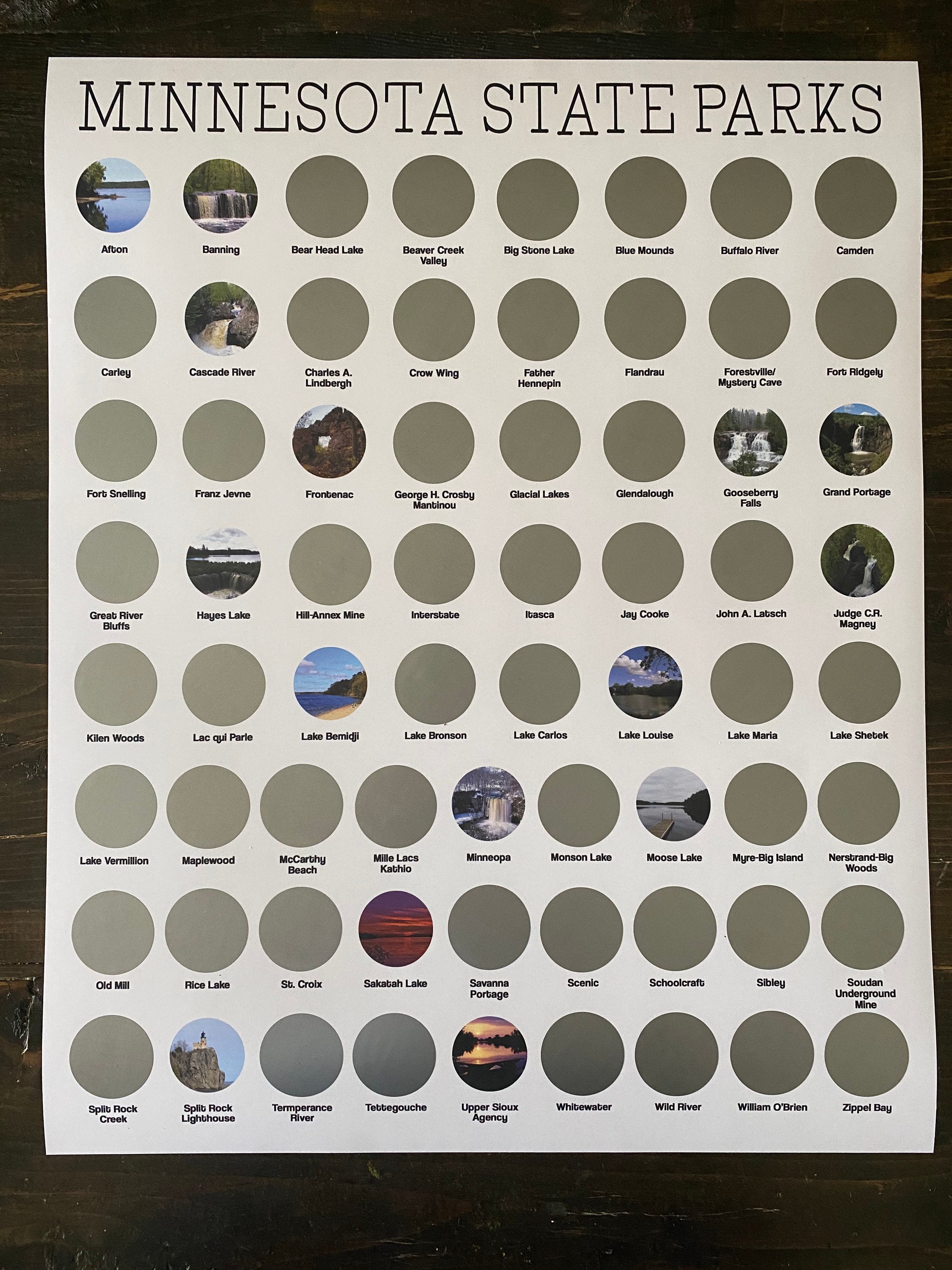 Minnesota State Parks Scratch Off Bucket List 16x20 Poster - Etsy España