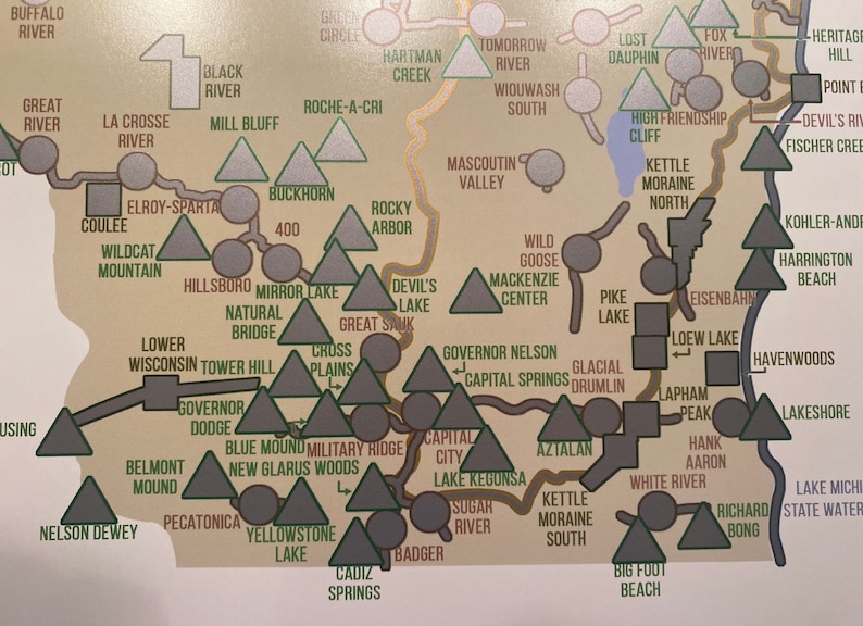 Wisconsin State Parks System Scratch off Bucket List 12x18 - Etsy