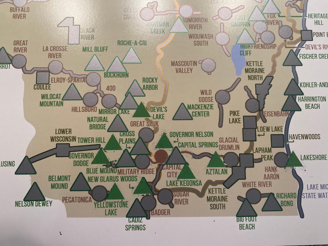 Wisconsin State Parks System Scratch off Bucket List 12x18 - Etsy