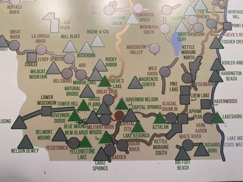 Wisconsin State Parks System Scratch off Bucket List 12x18 - Etsy