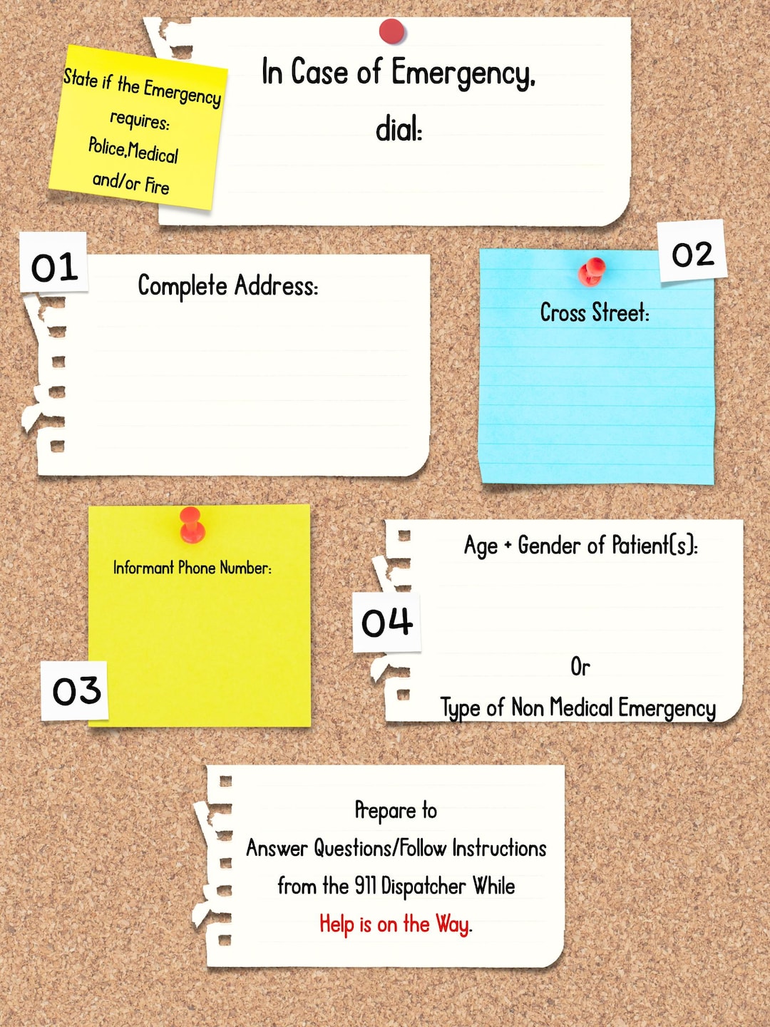 911 Emergency Information Template - Etsy