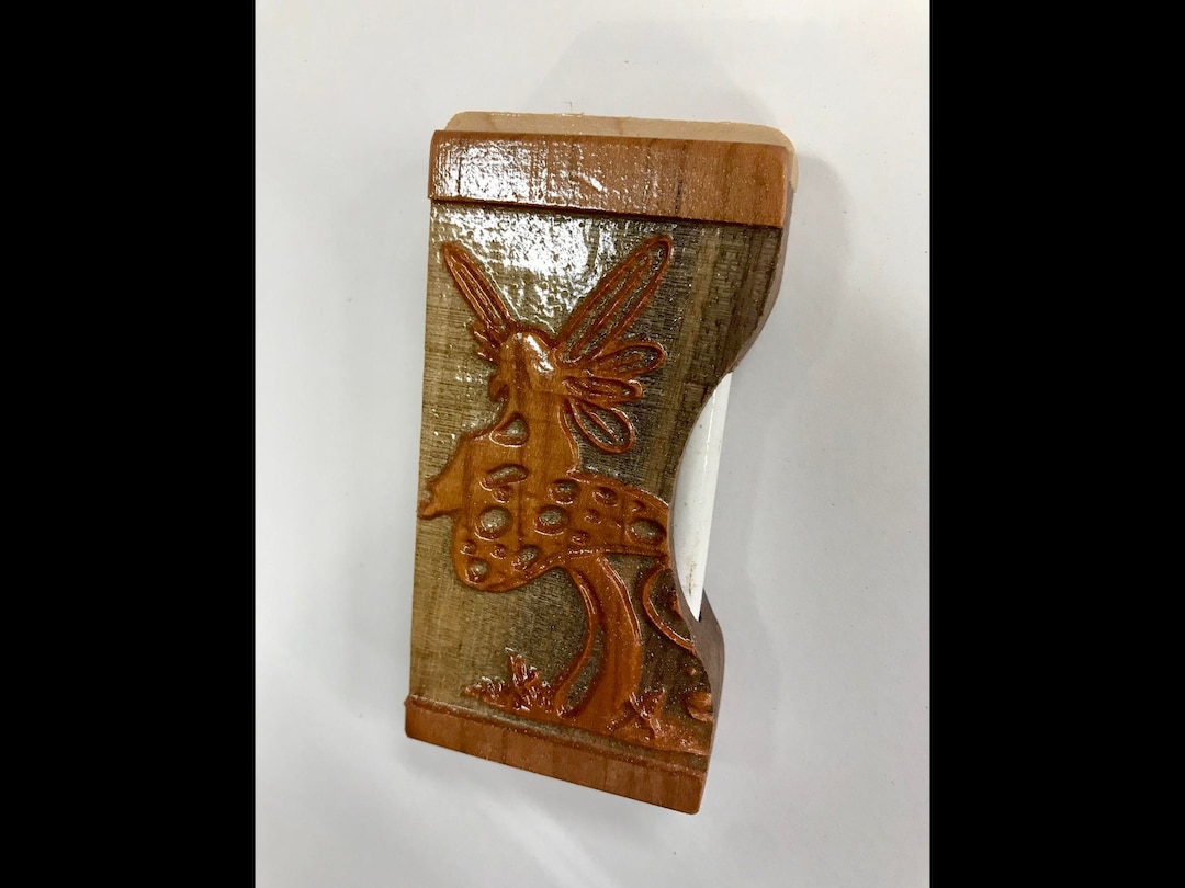 Carved Toad Stool Fairy Dugout Box Slide Top Solid Walnut and Maple ...