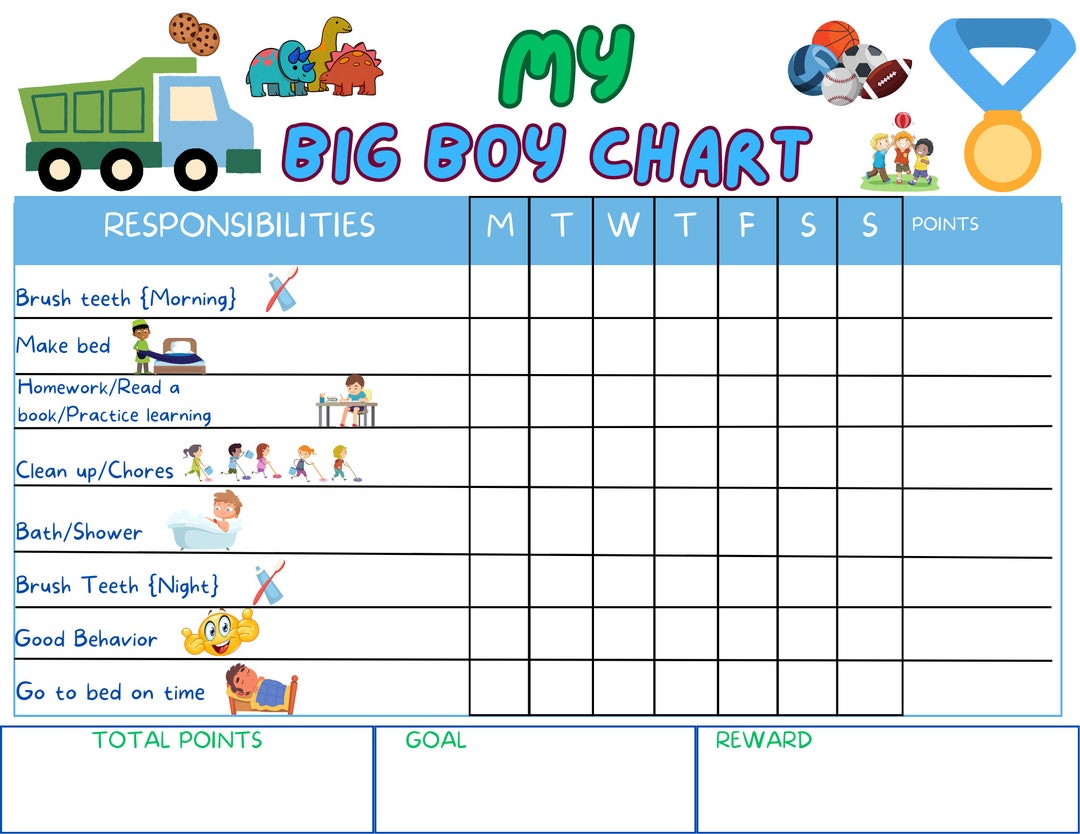 My Big Boy Chart Printable Download - Etsy