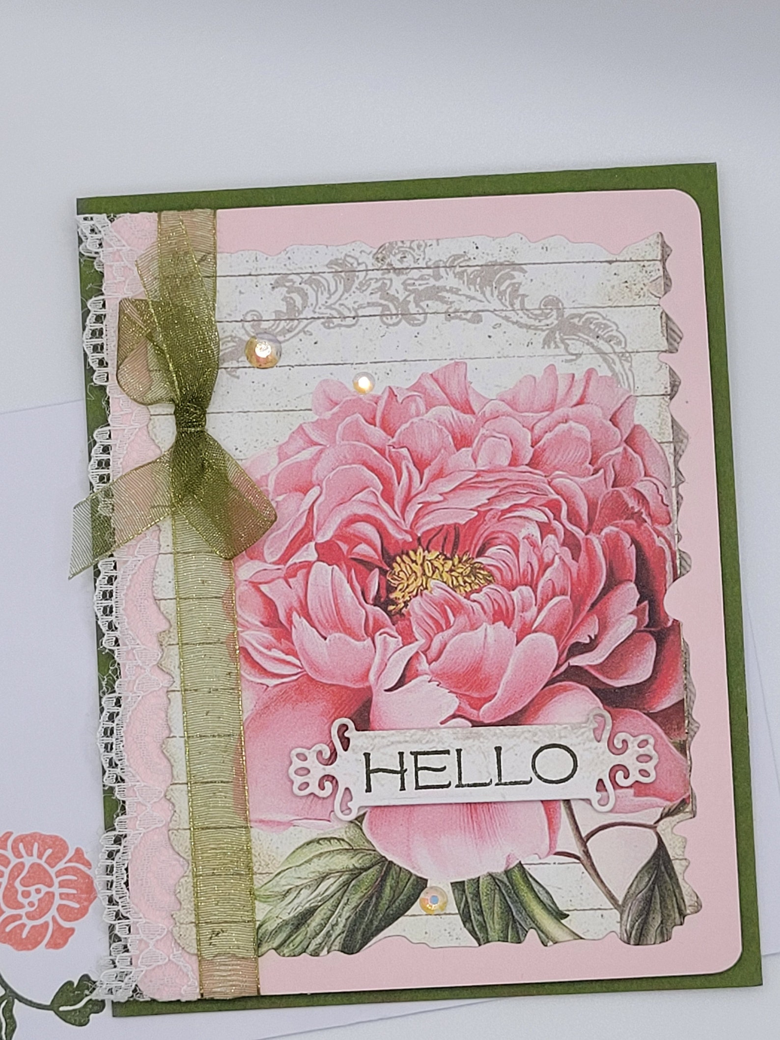 Handmade hello Blank Floral Design Note Card - Etsy