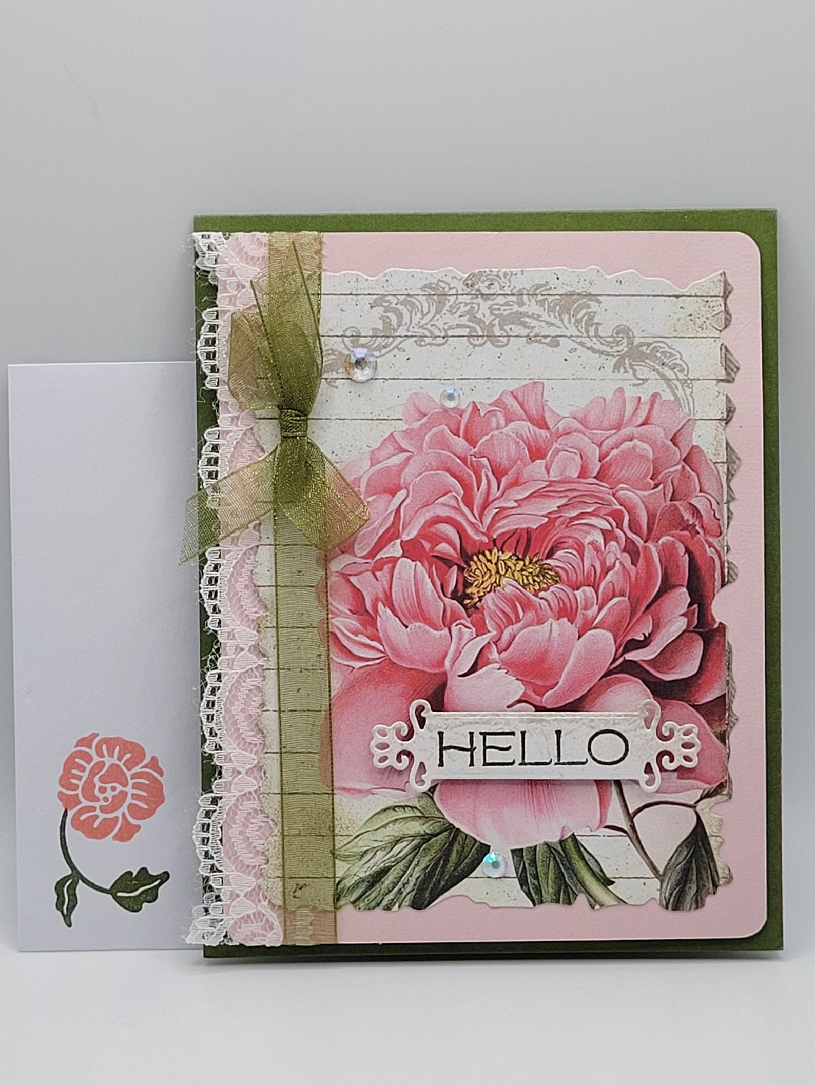 Handmade "hello" Blank Floral Design Note Card - Etsy