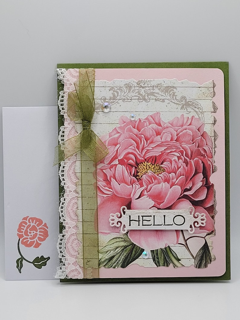 Handmade hello Blank Floral Design Note Card - Etsy