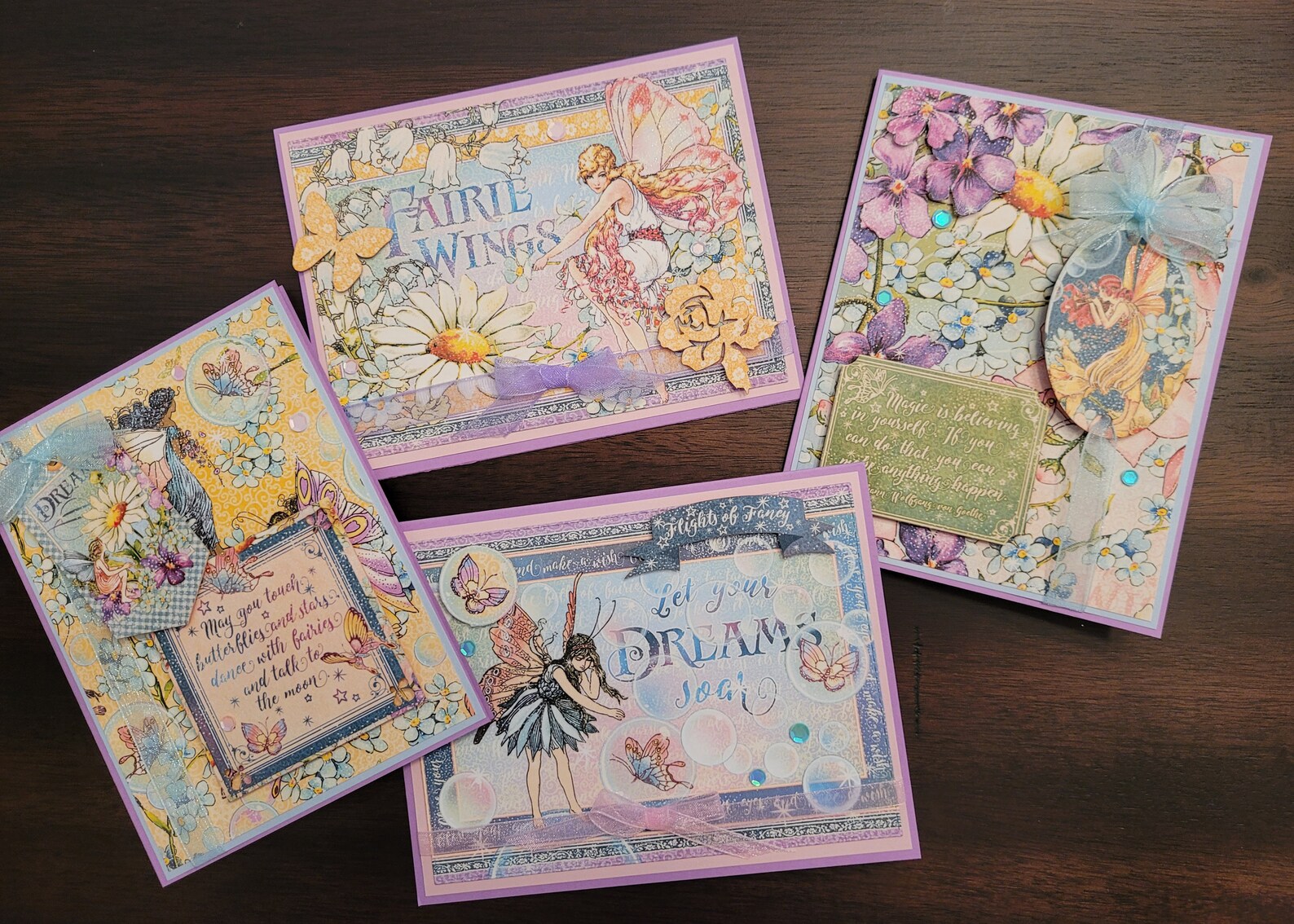 Handmade "fairy Themed" Set of 4 Blank Note Cards - Graphic 45 Fairy ...