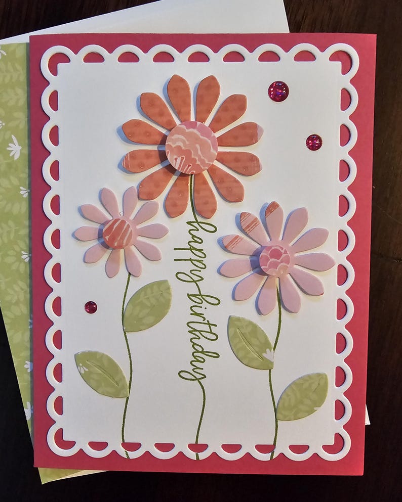 Floral, Happy Birthday Stem Handmade Birthday Greeting Card - Etsy