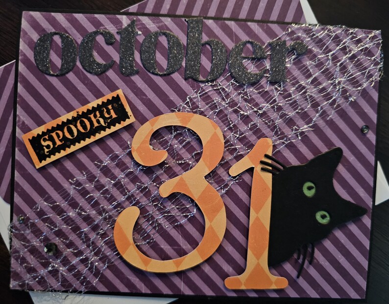 October 31 Handmade Halloween Greeting Card Black Cat - Etsy