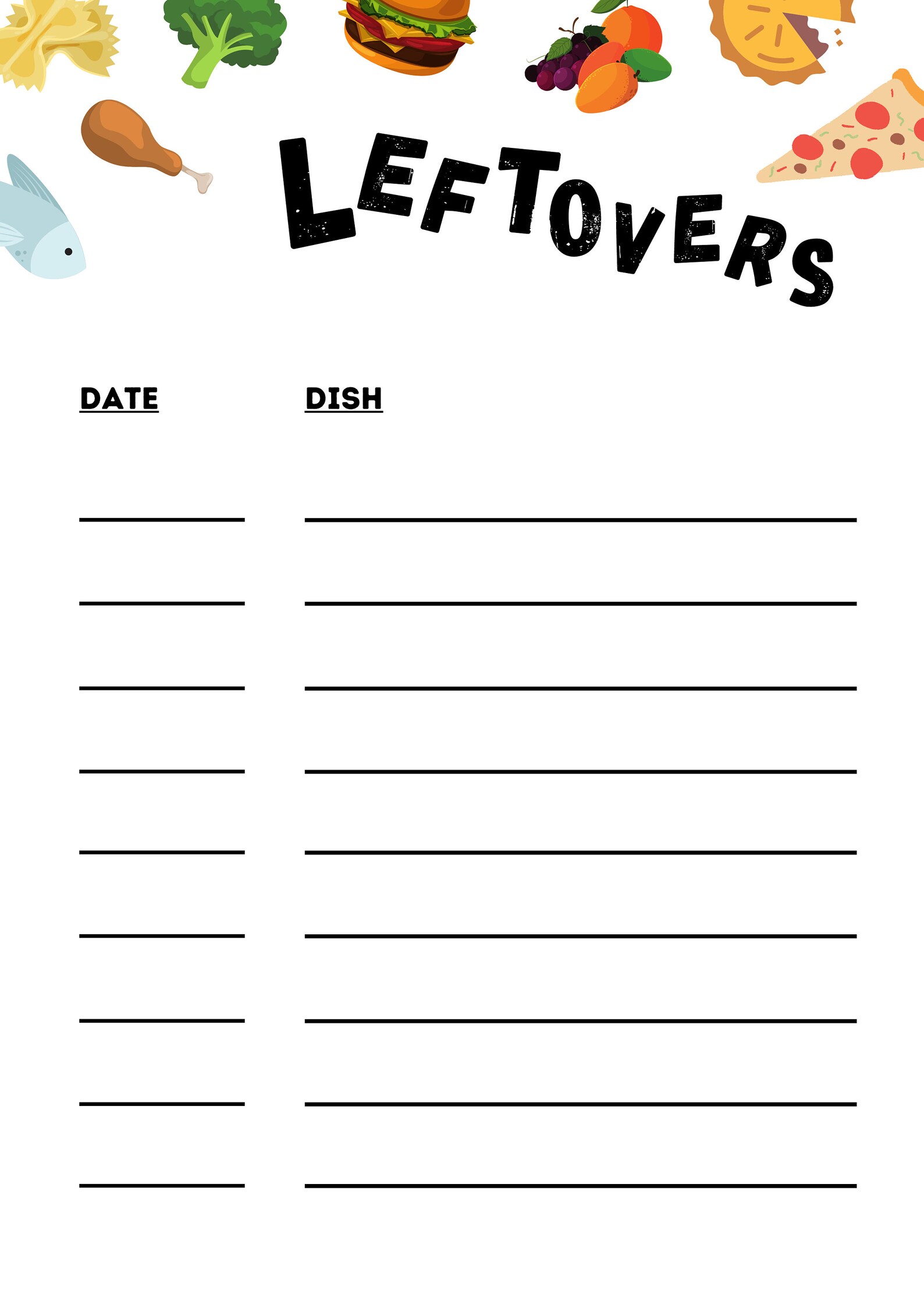 Food Leftovers Tracker Fridge Inventory Food Inventory - Etsy